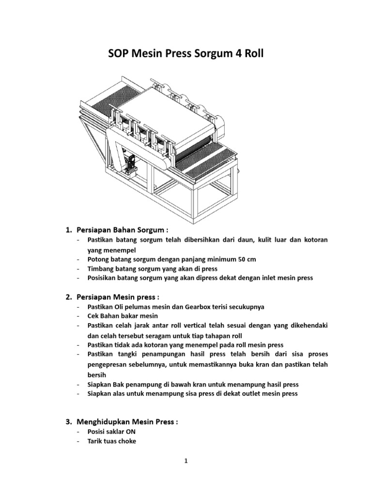 SOP Mesin Press Sorgum 4 Roll | PDF