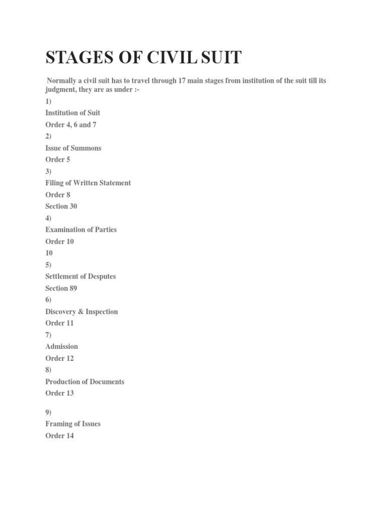 Stages of Civil Suit | PDF | Witness | Lawsuit