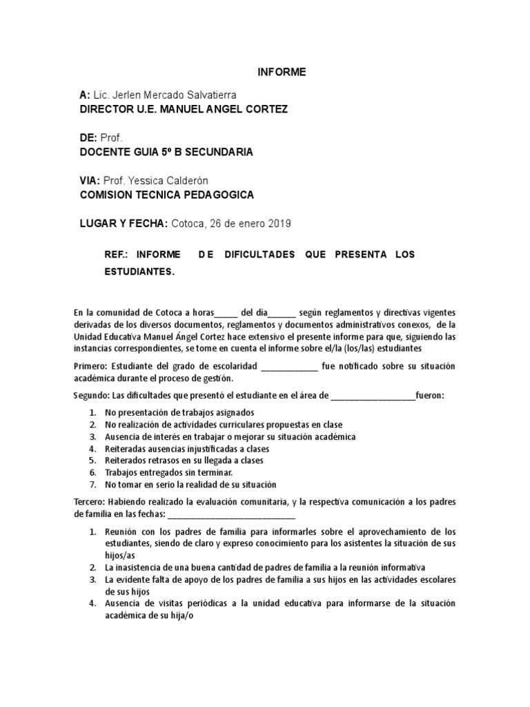 7 Informe Del Tutor A La CTP | PDF | Maestros | Plan de estudios