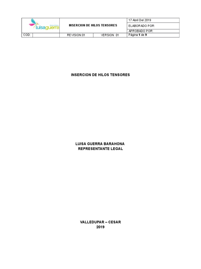 Inserción de Hilos Tensores: Protocolo y Resultados | PDF | Prescripción médica | Especialidades ...