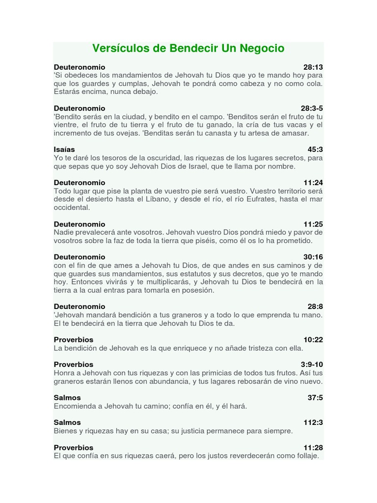 Versículos de Bendecir Un Negocio | PDF | Contenido bíblico | Libros de ... Versículos de Bendecir Un Negocio | PDF | Contenido bíblico | Libros de ...