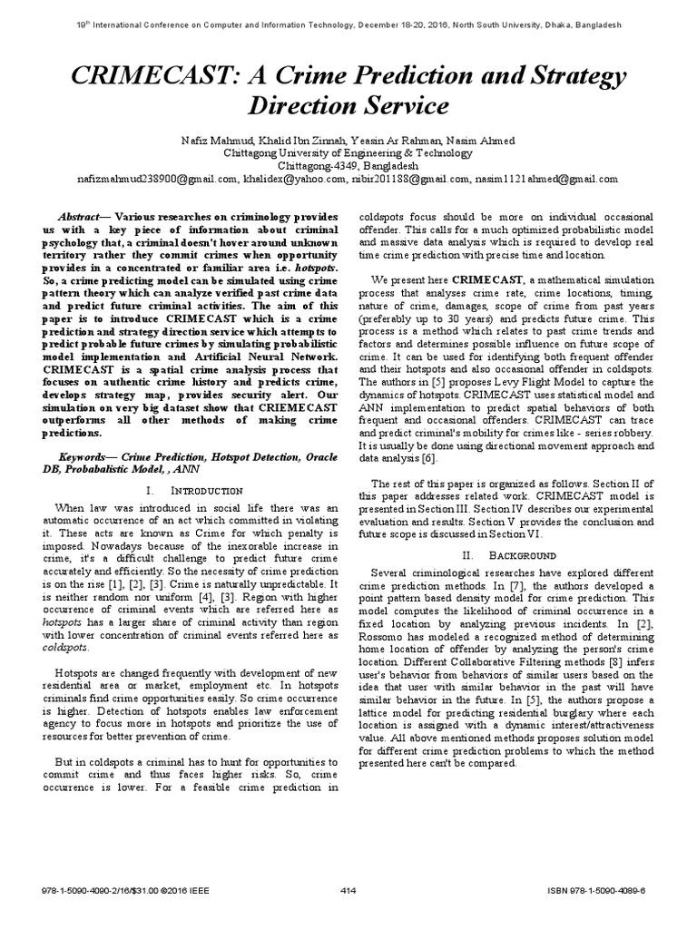 CRIMECAST: A Crime Prediction and Strategy Direction Service | PDF ...