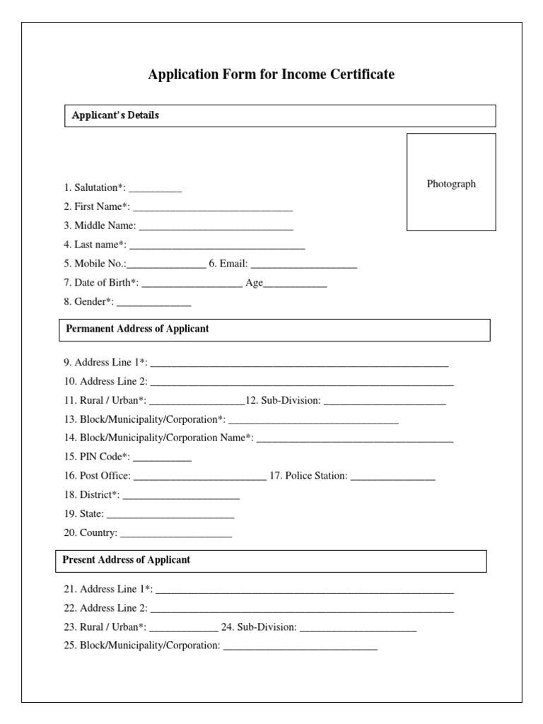 Application Form For Income Certificate | PDF | Business