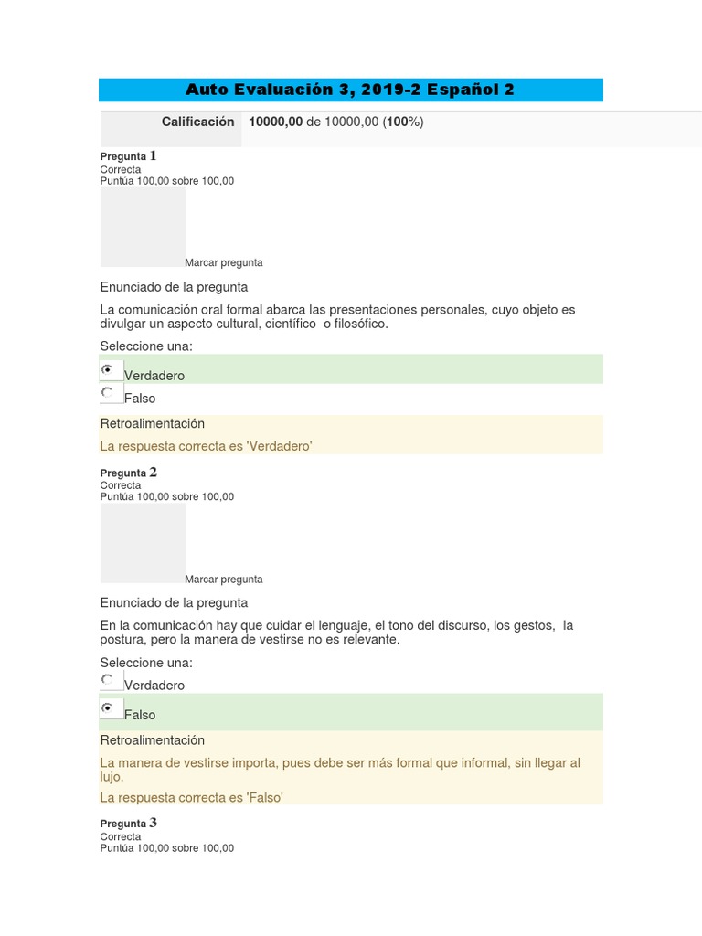 Autoevaluacion 3 de Español 2 | PDF