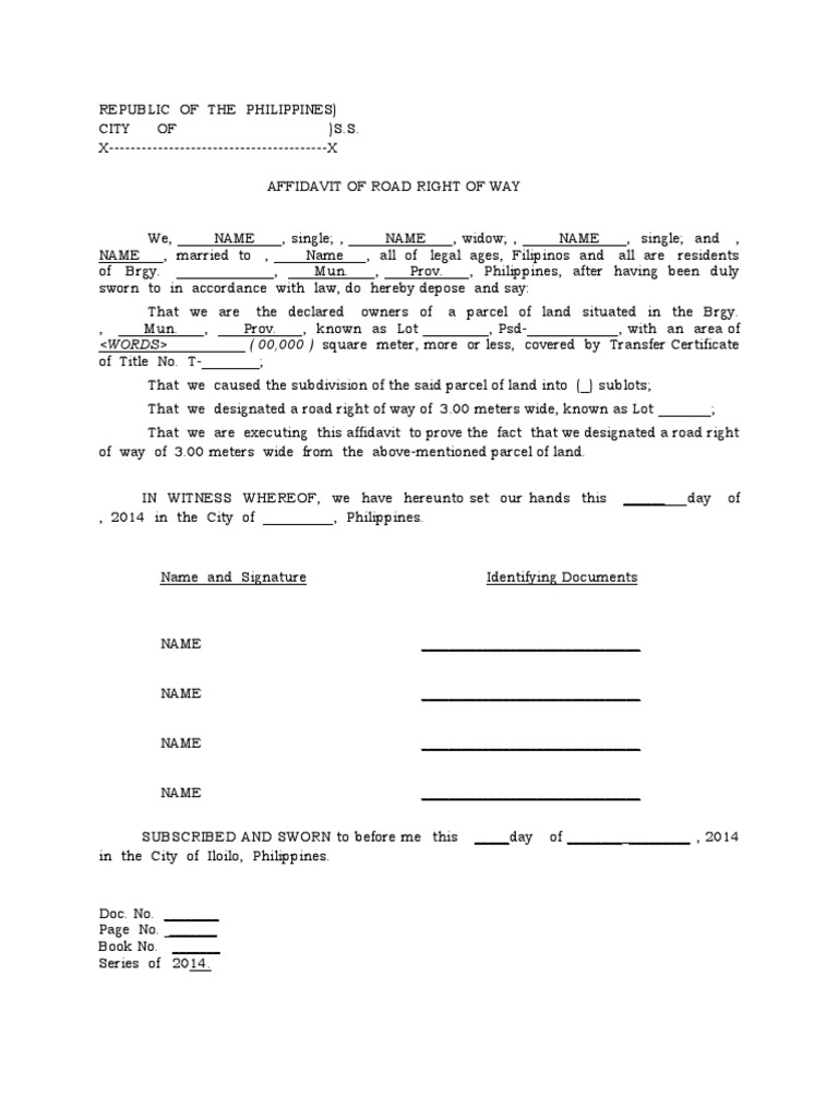 Affidavit of Road Right of Way | PDF