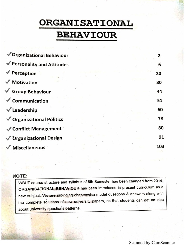 Organisational Behaviour | PDF