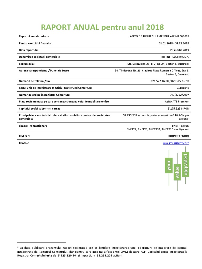 BNET - 20190425163331 - Raport Anual 2018 Bittnet Systems BNET PDF | PDF