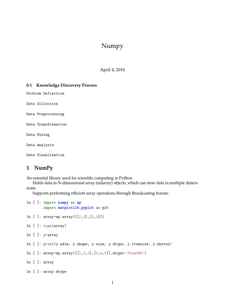Numpy | PDF | Data | Computer Programming Numpy | PDF | Data | Computer Programming