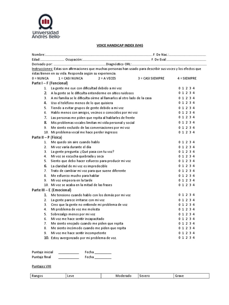 Voice Handicap Index | PDF | Ocio