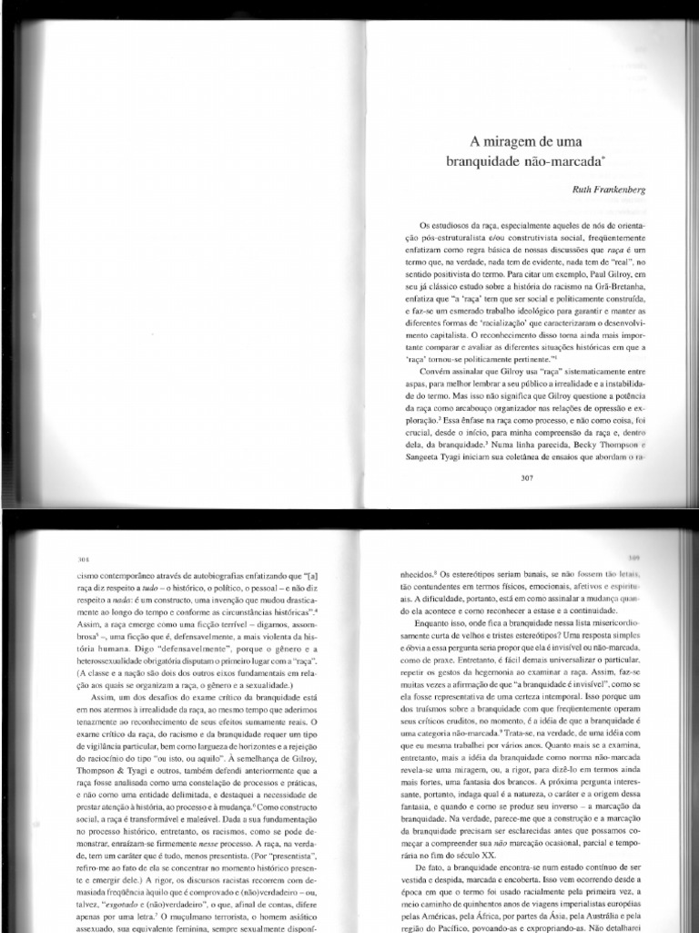 FRANKENBERG, Ruth. A Miragem de Uma Branquidade Não-Marcada PDF | PDF