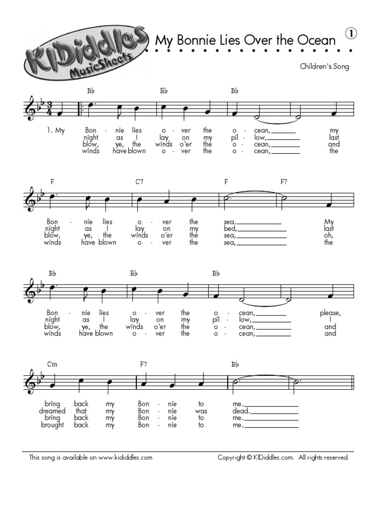 My Bonnie Lies Over The Ocean Sheet Music | PDF