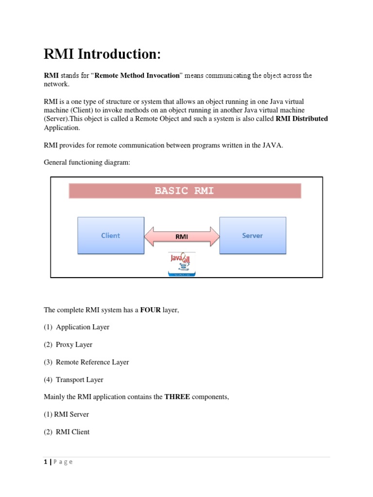 Rmi Introduction Pdf Java Programming Language Class Computer 1372