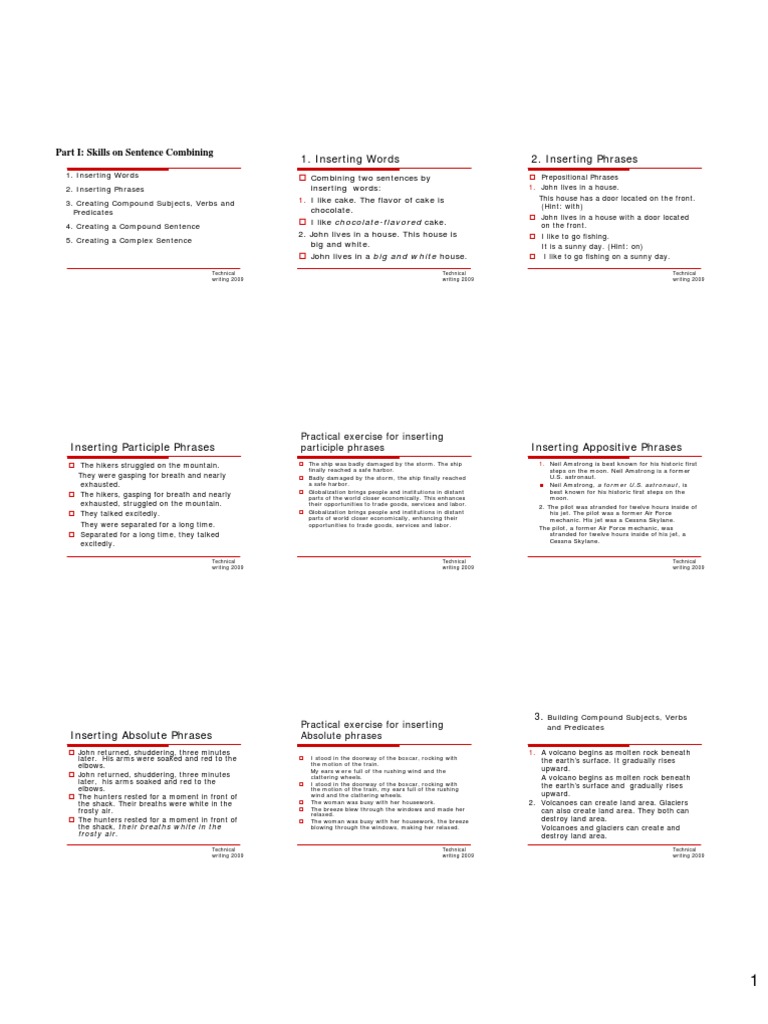 Lesson 5-Sentence Combining Skills | PDF | Sentence (Linguistics) | Phrase