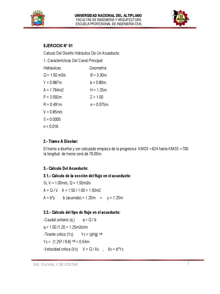 Ejercicio Acueducto | PDF | Ingeniero civil | Science