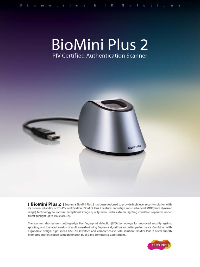 Biomini Plus 2: Piv Certif Ied Authentication Scanner | PDF | Image ...