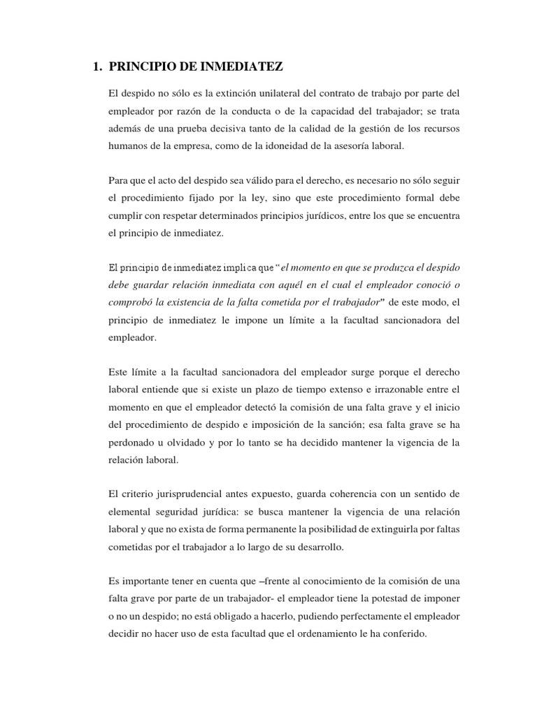 Principio de Inmediatez | PDF | Derecho laboral | Caso de ley