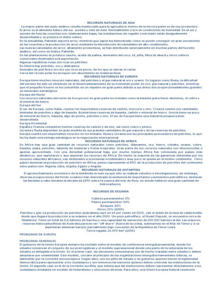 Recursos Naturales en Asia | PDF | Clima | Asia