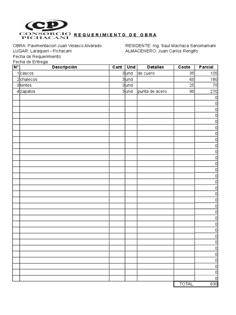 Hoja de Requerimientos | PDF