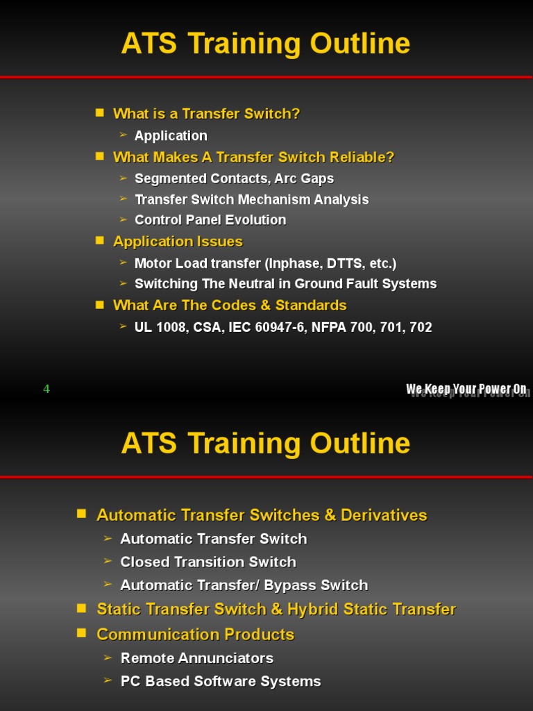 ATS Training Outline: What Is A Transfer Switch? What Makes A Transfer ...