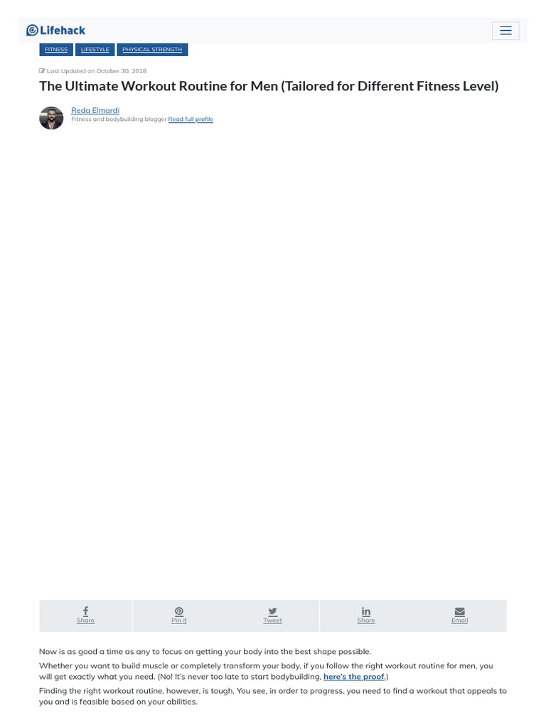 The Ultimate Workout Routine For Men (Tailored For Different Fitness ...