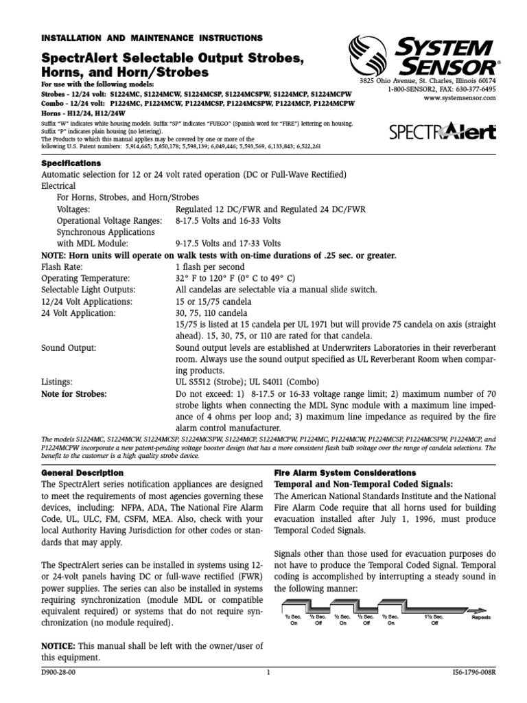 Spectralert Selectable Output Strobes, Horns, and Horn/Strobes ...