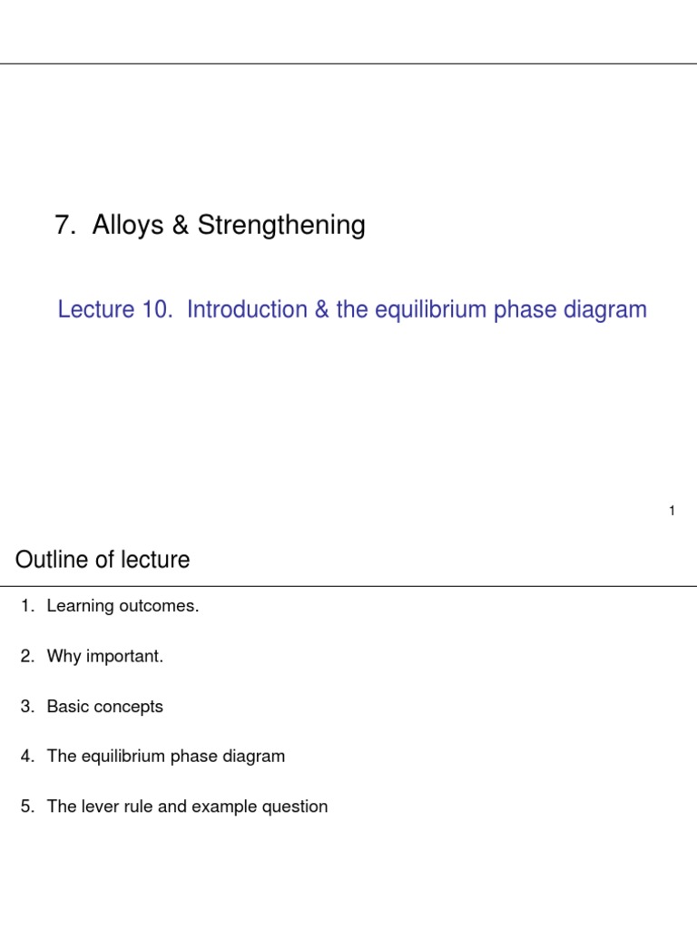 Alloys & Strengthening: Lecture 10. Introduction & The Equilibrium ...
