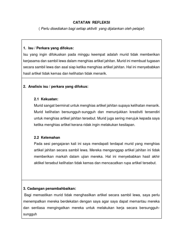 Catatan Refleksi | PDF