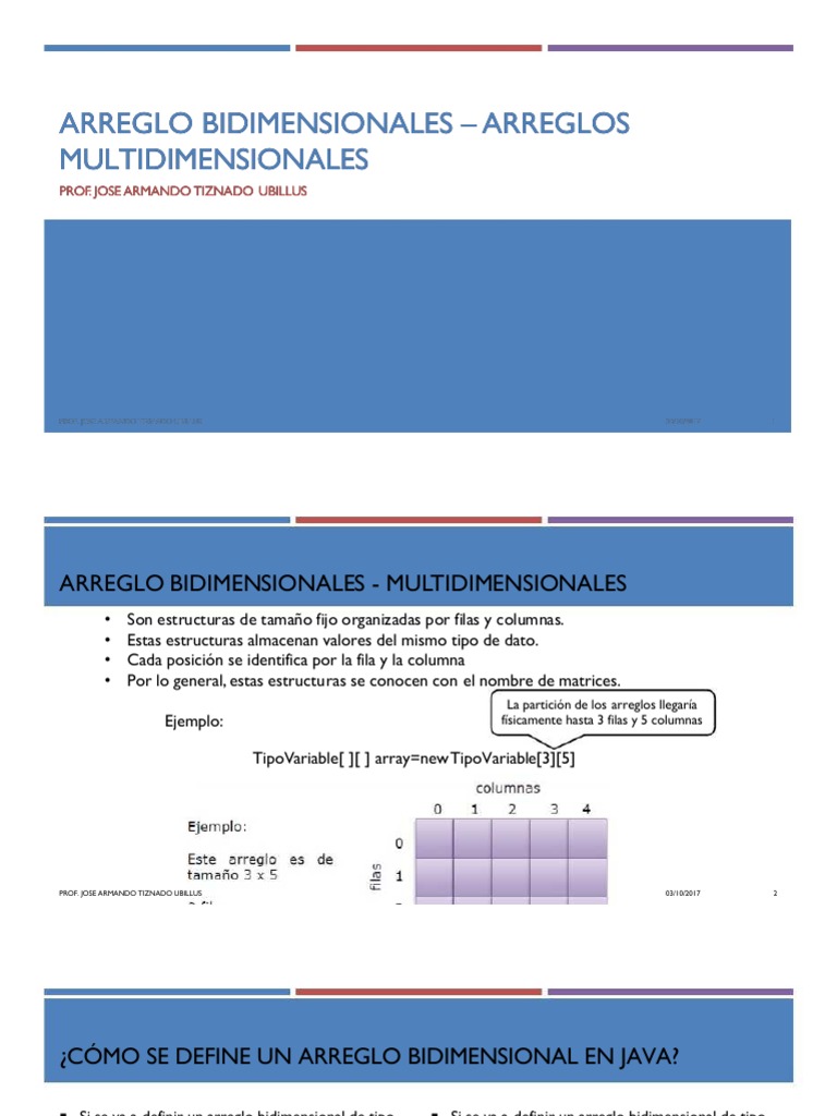 Arreglo Bidimensionales | PDF | Estructura de datos de matriz | Matriz ...