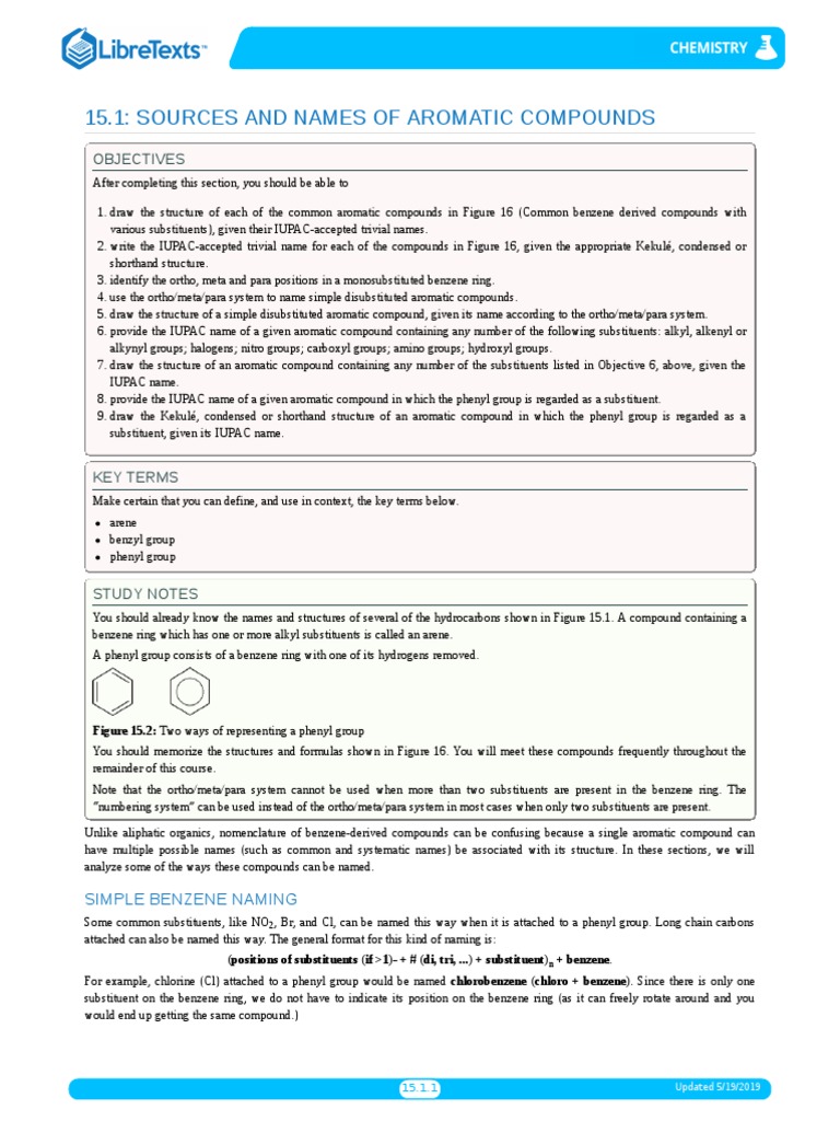 Sources and Names of Aromatic Compounds | PDF | Benzene | Functional Group