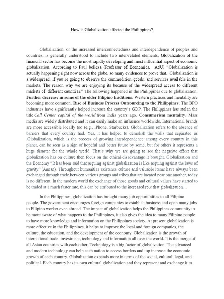Globalization | PDF | Globalization | Philippines