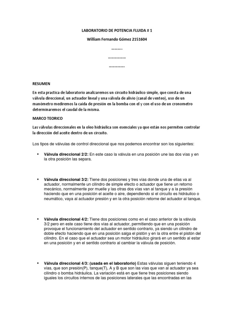 Laboratorio de Potencia Fluida | PDF | Solenoide | Bomba