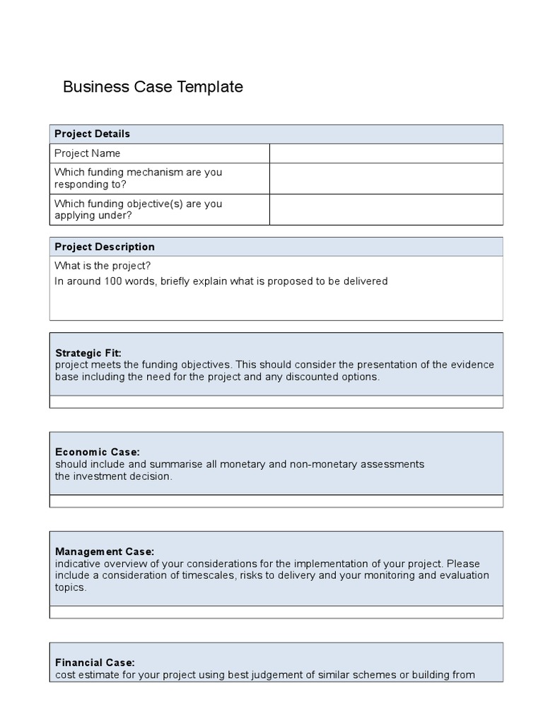Business Case Template: Project Details | PDF