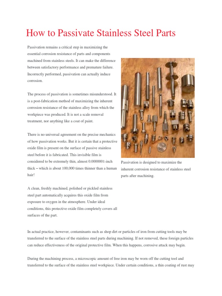 How To Passivate Stainless Steel Parts | PDF | Stainless Steel | Corrosion