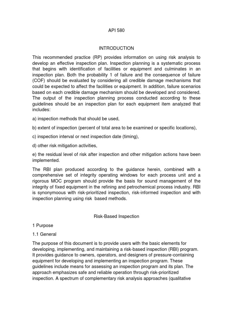 Api 580 | PDF | Risk Management | Risk