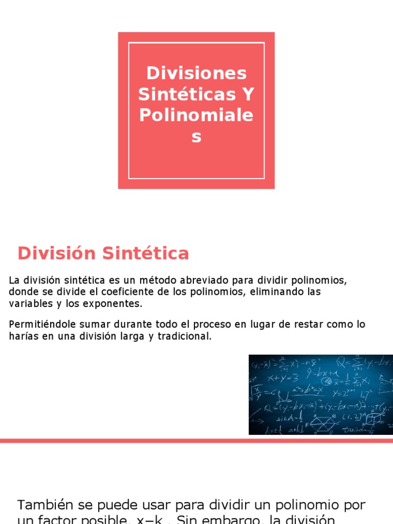 Divisiones Sintéticas Y Polinomial | PDF | División (Matemáticas ...