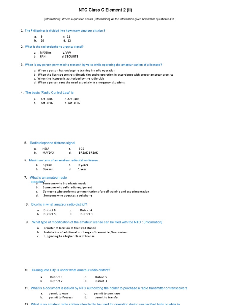 NTC RAdio Exam Reviewer | PDF | Amateur Radio | Radio
