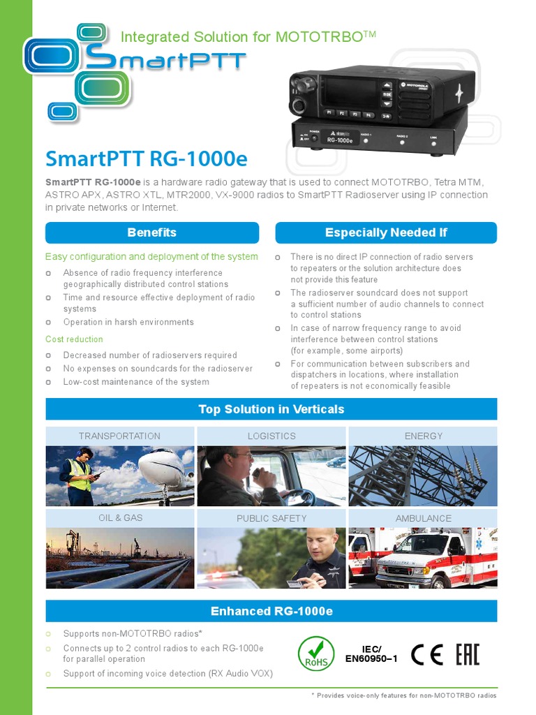 SmartPTT RG-1000e Gateway Overview | PDF | Radio | Internet Protocols