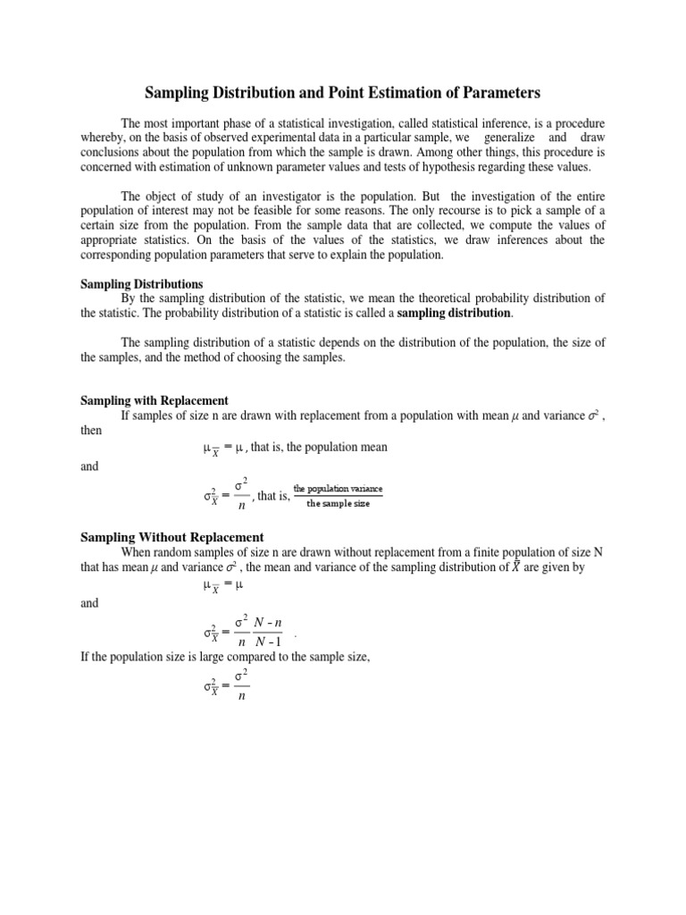 9 Sampling Distribution and Point Estimation of Parameters | PDF ...