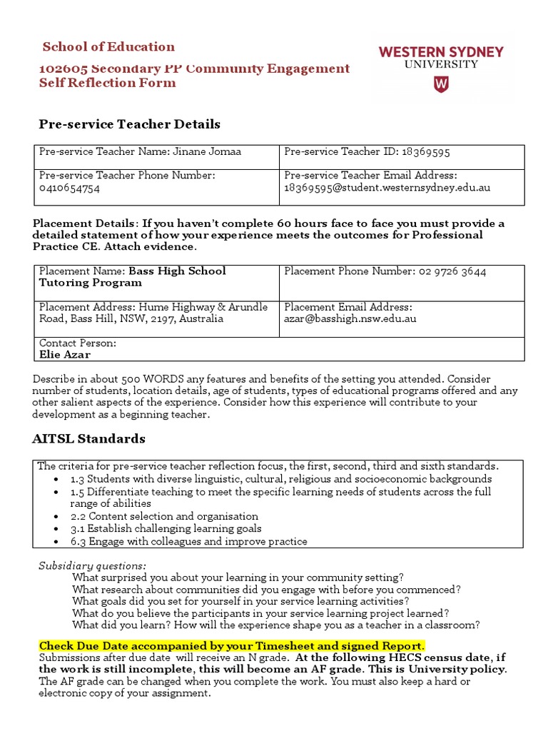 Bass High - Reflection | PDF | Service Learning | Teachers