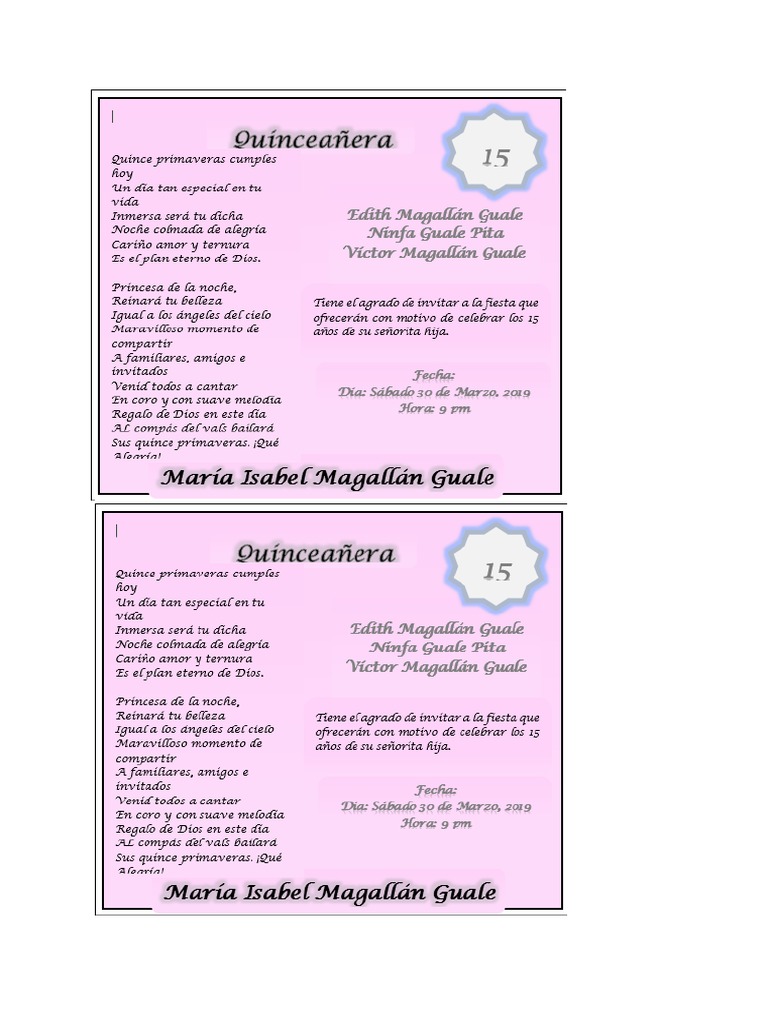Invitacion Quinceañera | PDF
