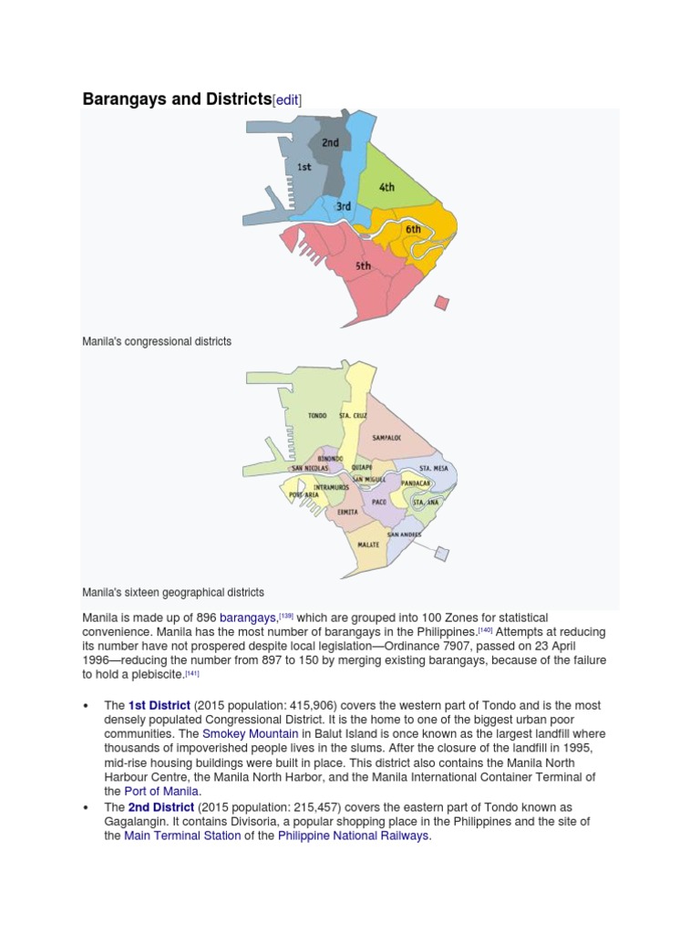 Manila Barangays and Districts | PDF | Manila