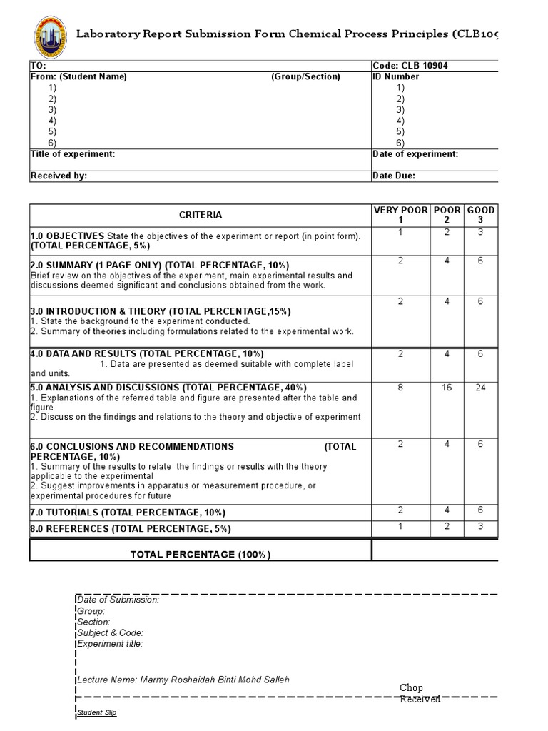 Lab Report Submission Form | PDF | Experiment | Science
