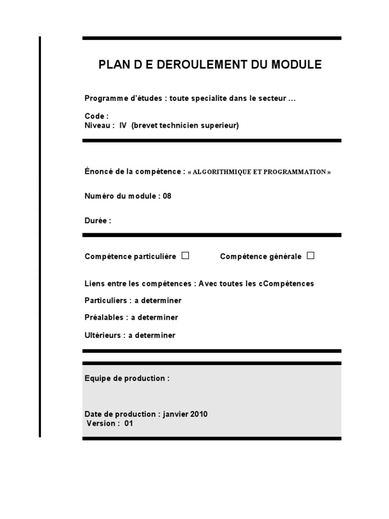 Deroul Module Prog C | PDF | C (Langage de programmation) | Programmation informatique