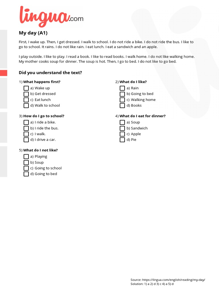 English Text My Day | PDF