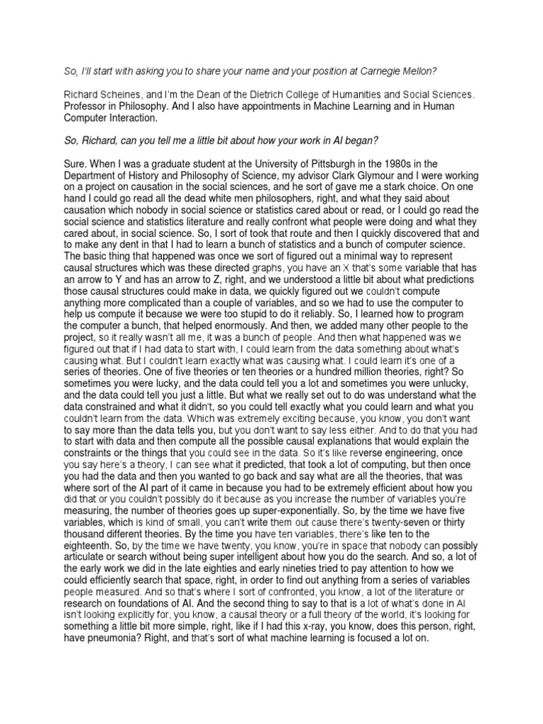 Richard Scheines on AI and Causation | PDF | Artificial Intelligence ...