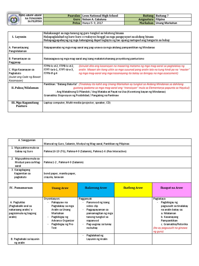 Halimbawa NG DLL Sa Filipino | PDF