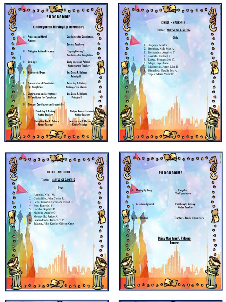 Programme Kindergarten Moving Up Ceremony | PDF