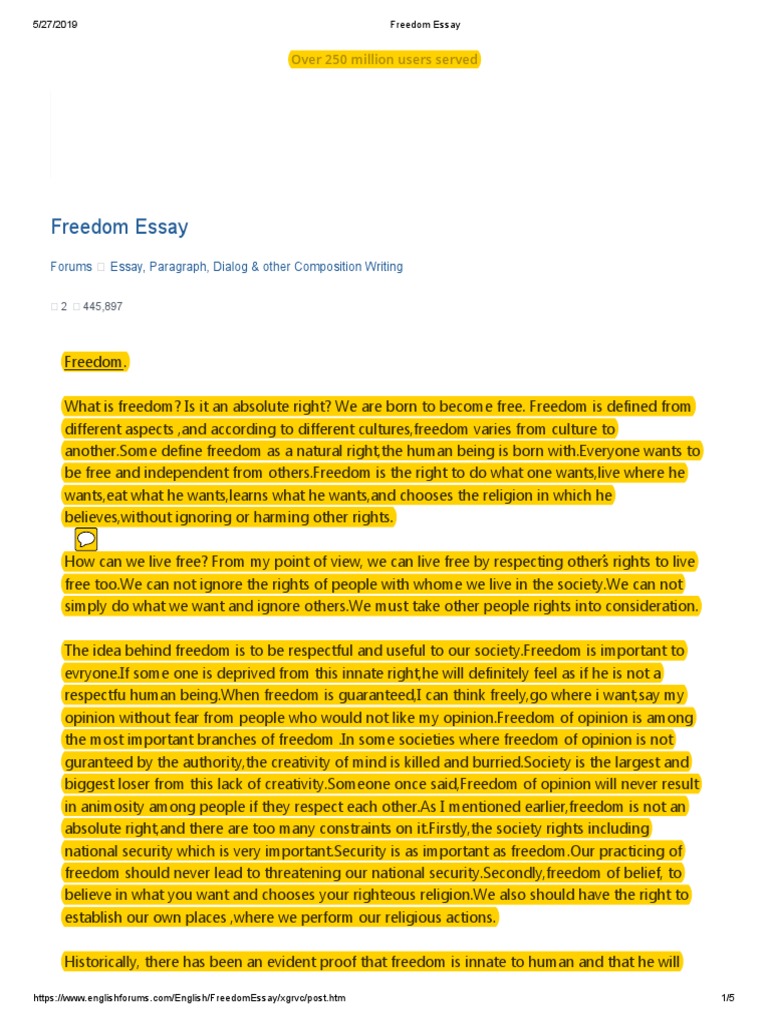 Freedom Essay Reboot | PDF | Natural And Legal Rights | Freedom Of Speech