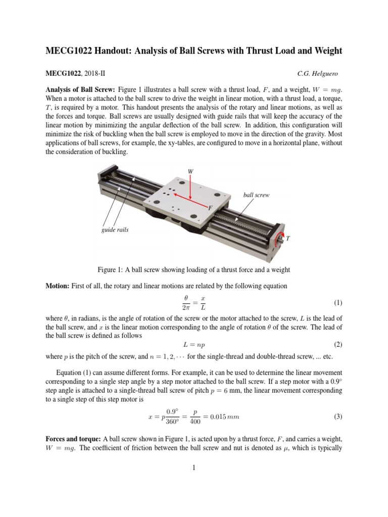 Ball Screw | PDF | Torque | Rotation Around A Fixed Axis