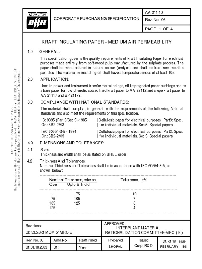 Procedure Test of Kraft Paper | PDF | Paper | Engineering Tolerance